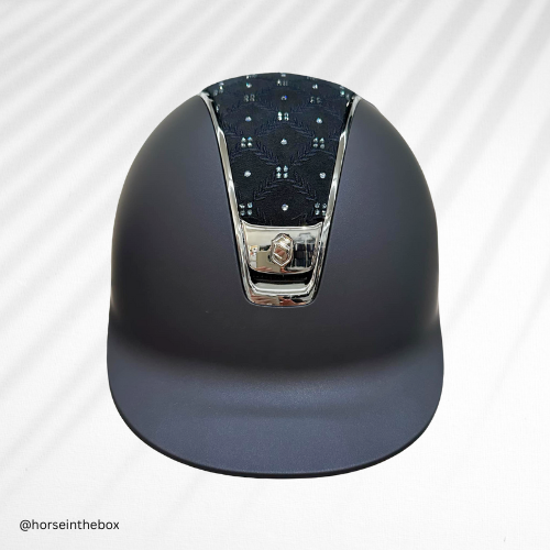 Samshield Shadow Matt 2.0 Helmet Navy with Royal Flower Top and Chrome ...