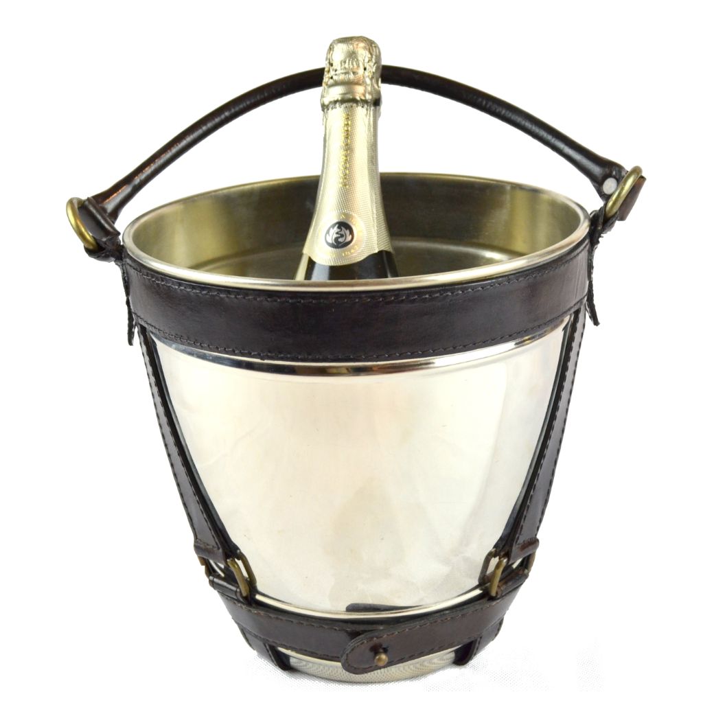 Metal Wine Bucket with Leather Strapping – Horse in the Box