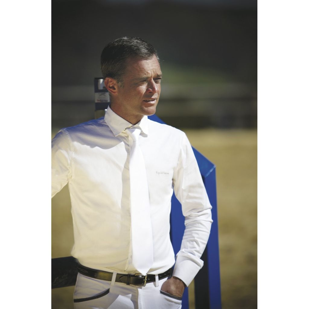 Equi-Theme Mens White Cotton Long Sleeved Competition Shirt – Horse in ...